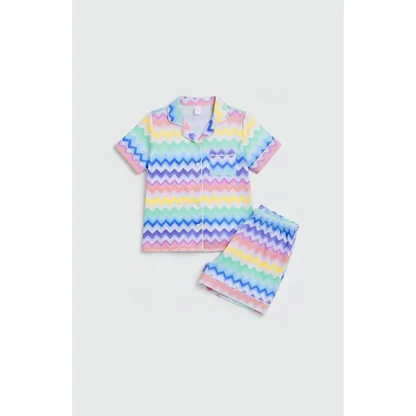 PREPPY GOOSE Chevron Print Short Sleeve Jersey Pj - Multi