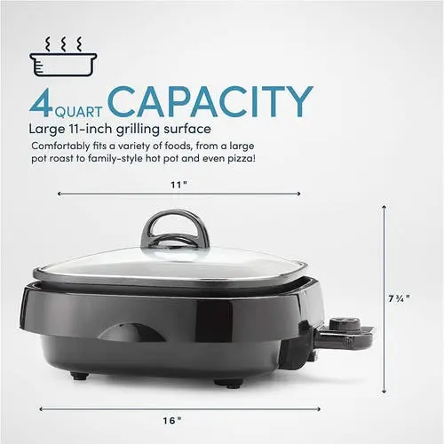 AROMA Housewares Asp-218b Grillet 4qt