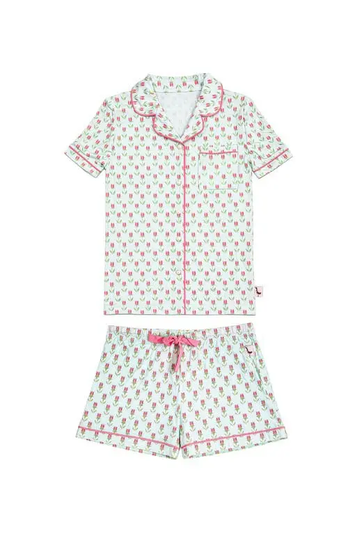 PREPPY GOOSE Tulip Print Short Sleeve Jersey Pj - White Multi