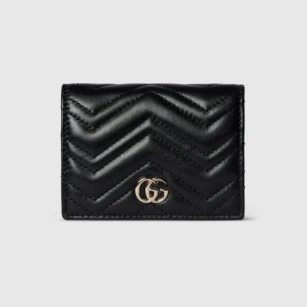 Gucci Gg Marmont Card Case Wallet Leather - Black