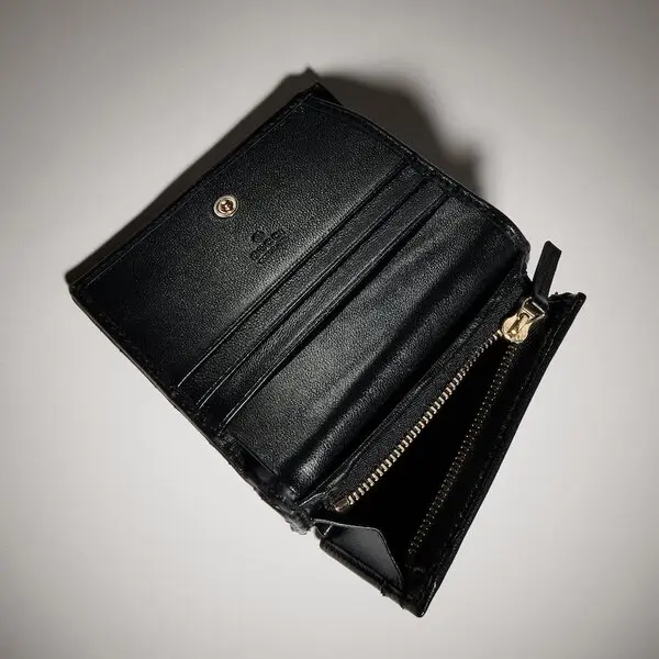 Gucci Gg Marmont Card Case Wallet Leather - Black