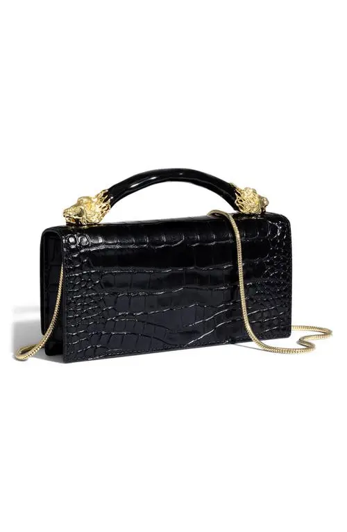 Alexis Bittar Croc Embossed Leather Bag With Lion Heads