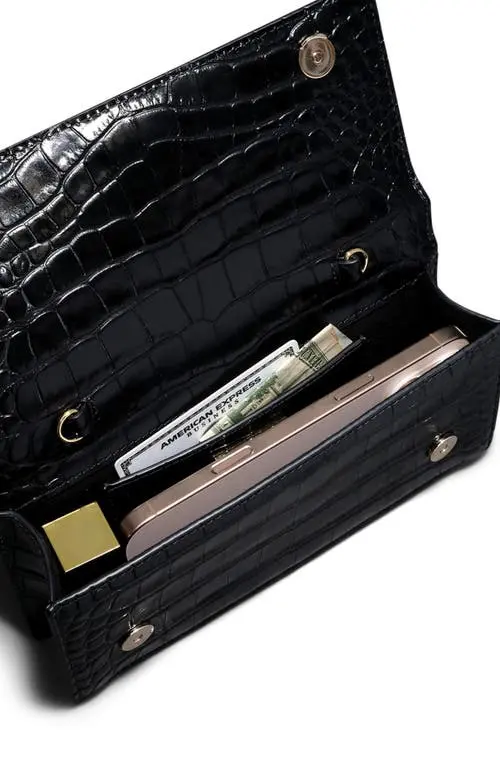 Alexis Bittar Croc Embossed Leather Bag With Lion Heads - Black