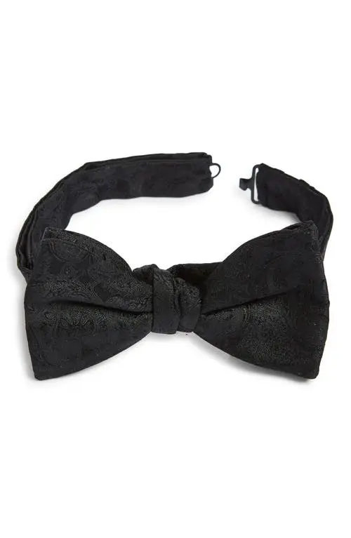 Eton Paisley Silk Bow Tie - Black