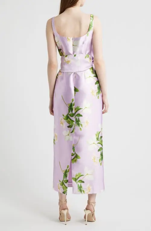 Julia Jordan Floral Print Bow-detailed Midi Dress