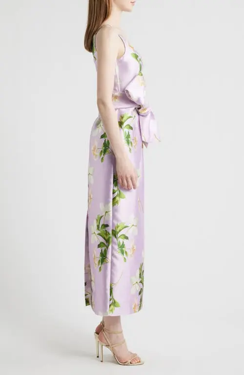 Julia Jordan Floral Print Bow-detailed Midi Dress