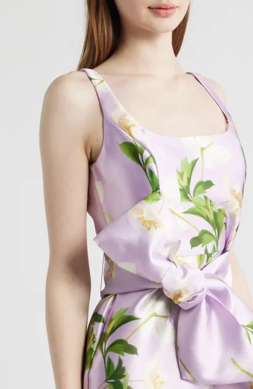 Julia Jordan Floral Print Bow-detailed Midi Dress