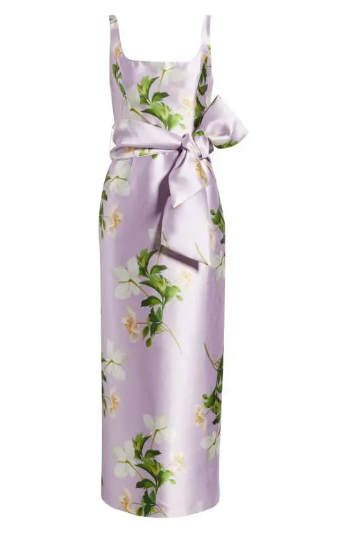 Julia Jordan Floral Print Bow-detailed Midi Dress