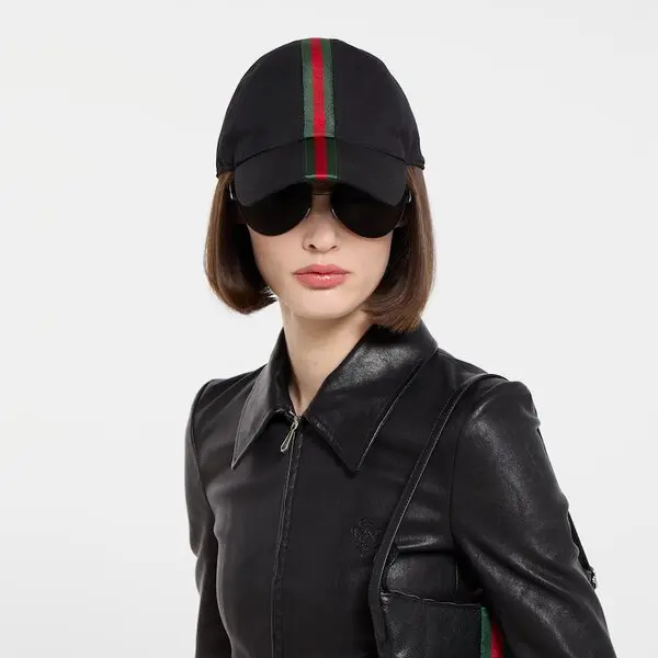 Gucci Cotton Baseball Cap With Web - Green