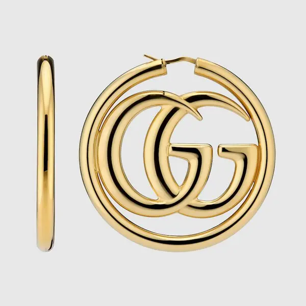 Gucci Gg Marmont Hoop Earrings - Gold-toned Metal