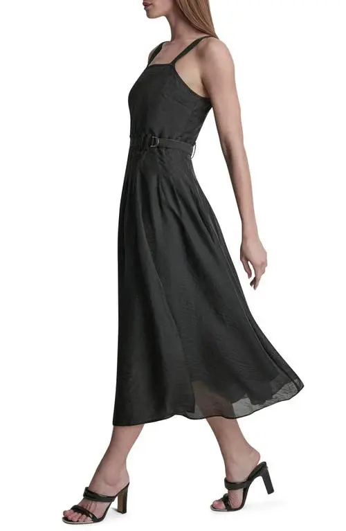 dkny belted midi dress DKNY Women's Linen-Blend Belted Midi Dress in Admiral