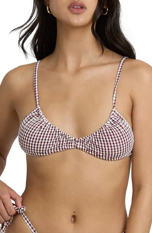 BILLABONG Teagan Wave Check Bralette Bikini Top - Red Dahlia