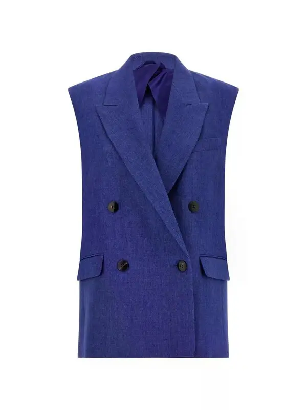 Max Mara Aia Double-breasted Peak-lapels Waistcoat - Blue