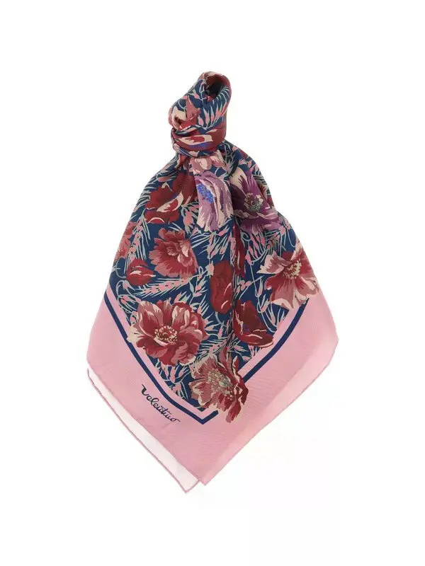 Valentino Garavani Poppies Print Silk Scarf - Blue
