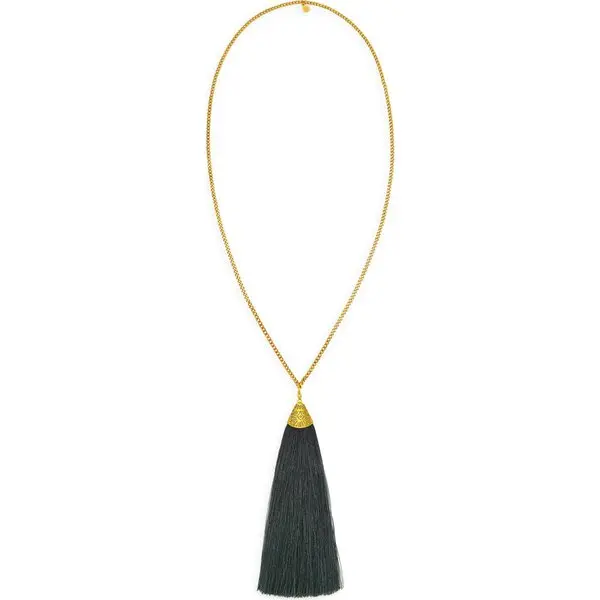 PETIT MOMENTS Vibes Tassel Pendant Necklace - Gold/black