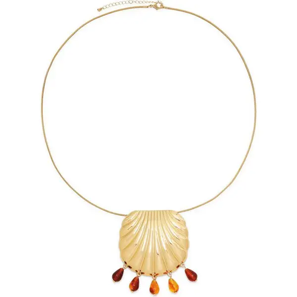 PETIT MOMENTS Turner Shell Pendant Statement Necklace - Gold