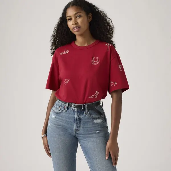 LEVI'S Graphic Embroidered T-shirt - Rhythmic Red