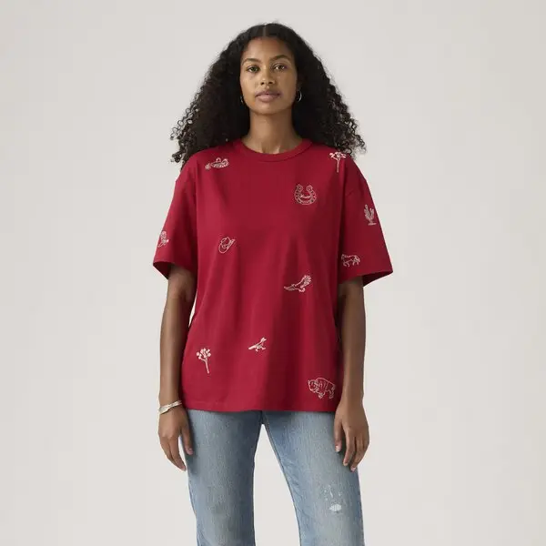 LEVI'S Graphic Embroidered T-shirt - Rhythmic Red