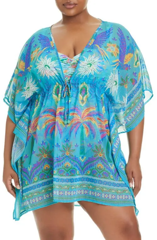 ROD BEATTIE Semisheer Cover-up Caftan - Turq