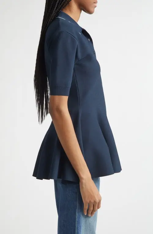 Stella McCartney Compact Knit Peplum Polo - Navy