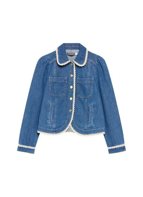 Mint Velvet Lace Trim Denim Jacket