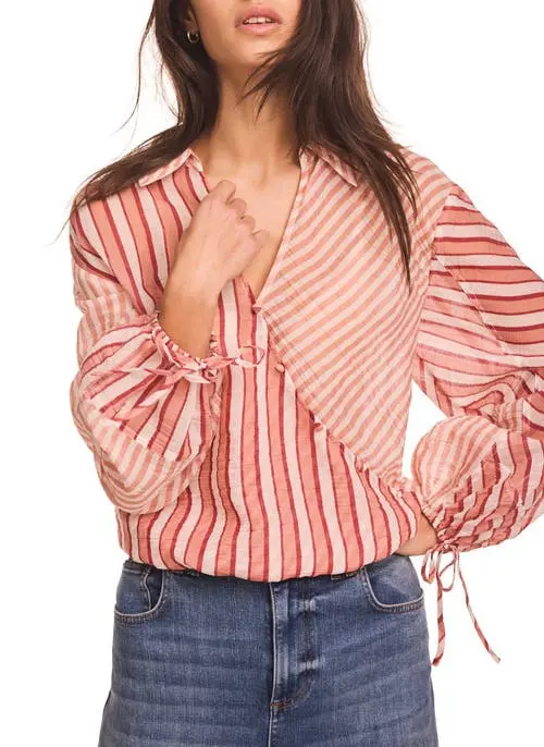 Mint Velvet Striped Wrap Shirt - Orange