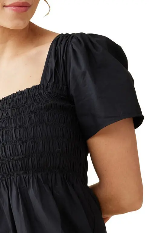 Ingrid & Isabel® Smocked Puff Sleeve Maternity Top - Black