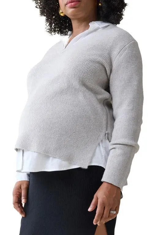 Ingrid & Isabel® Ribbed V-neck Sweater With Side Zips