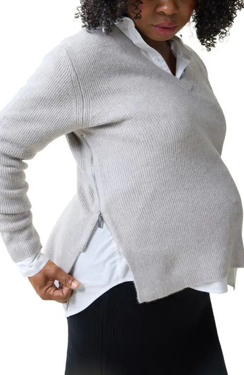 Ingrid & Isabel® Ribbed V-neck Sweater With Side Zips