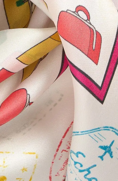 Echo Luggage Silk Square Scarf - White Multi