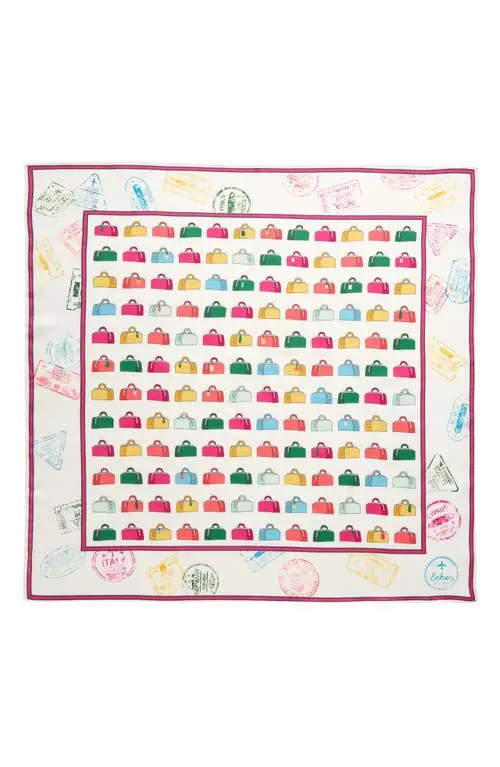 Echo Luggage Silk Square Scarf - White Multi