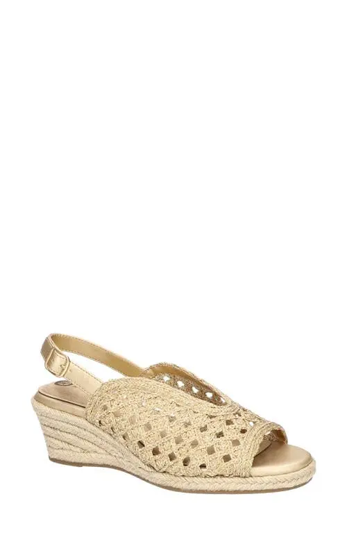BELLA VITA Bethany Slingback Wedge Sandal - Gold Raffia