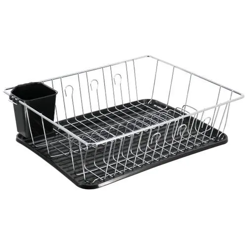 MEGACHEF 16 Inch Chrome Plated And Plastic Counter Top Drying Dish Rack