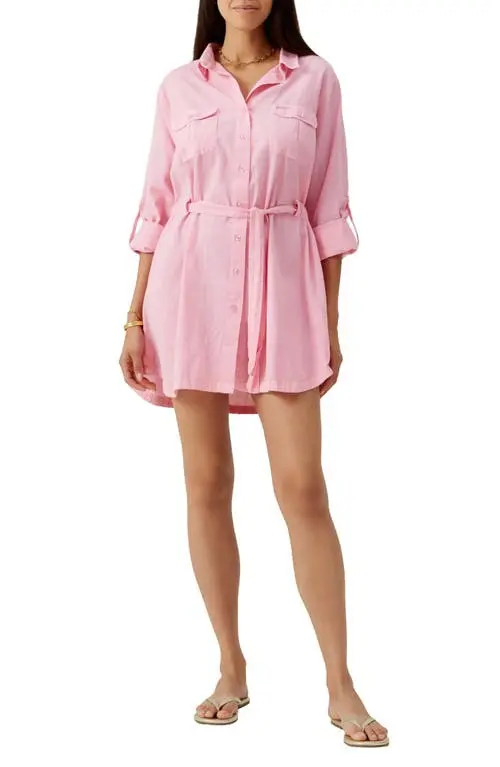 Melissa Odabash Lacey Cotton-linen Blend Minidress - Rose