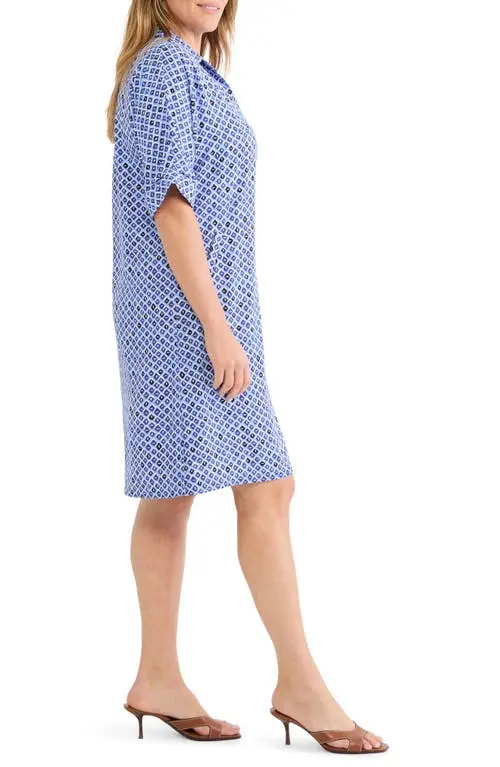 NIC+ZOE Mosaic Print Shift Dress - Blue Multi