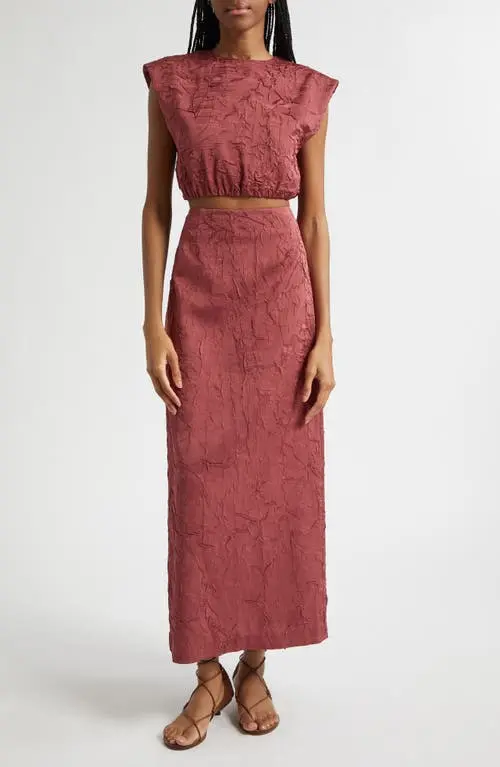 Ulla Johnson Gisella Crinkle Satin Crop Top - Fig