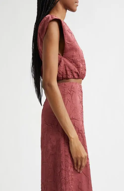 Ulla Johnson Gisella Crinkle Satin Crop Top - Fig