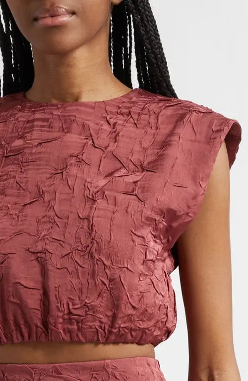 Ulla Johnson Gisella Crinkle Satin Crop Top - Fig