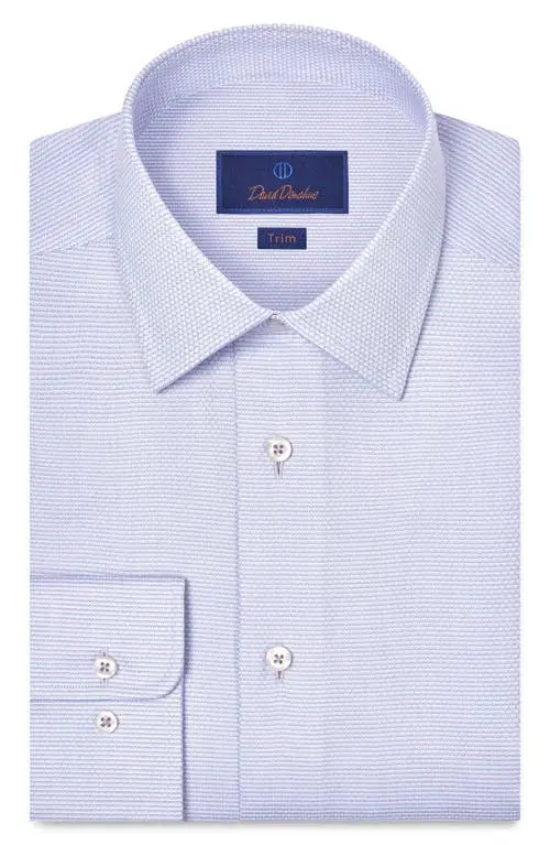 David Donahue Trim Fit Microcheck Cotton Dobby Dress Shirt - Lilac