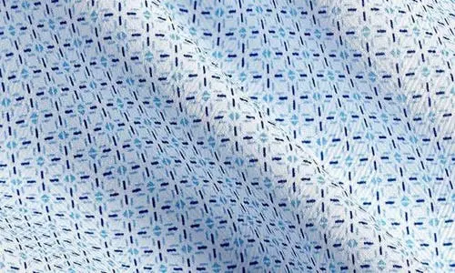 David Donahue Regular Fit Geometric Print Cotton Dress Shirt
