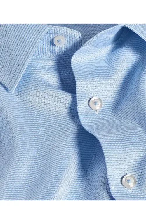 David Donahue Trim Fit Microcheck Cotton Dobby Dress Shirt - Blue