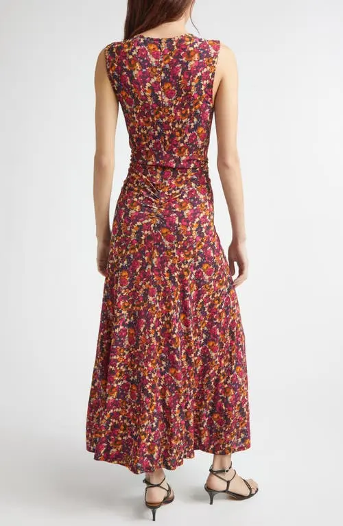 Ulla Johnson Lana Floral Print Ruched Maxi Dress - Viola