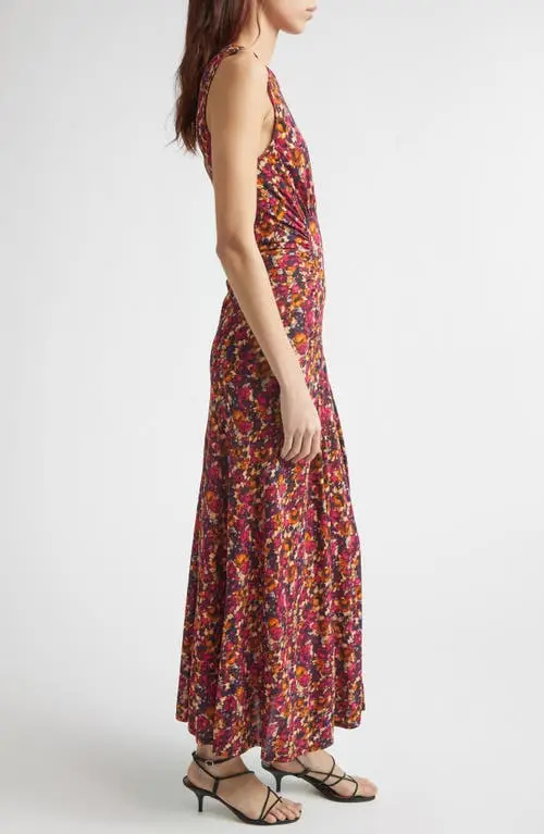 Ulla Johnson Lana Floral Print Ruched Maxi Dress - Viola
