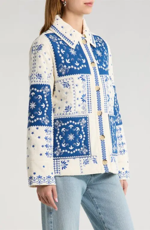 Avec Les Filles Patchwork Bandana Print Quilted Jacket
