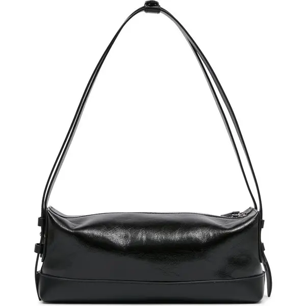 MAISON MARGIELA Small Belt Leather Baguette Shoulder Bag - Black/black
