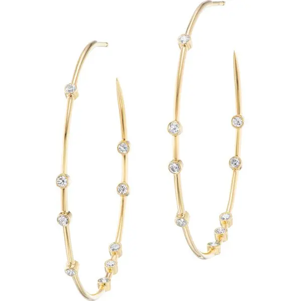UNIFORM OBJECT 18k Gold Bezel Set Diamond Hoop Earrings - Yellow Gold