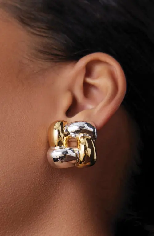 Jenny Bird Medium Woven Square Earrings - Two-tone
