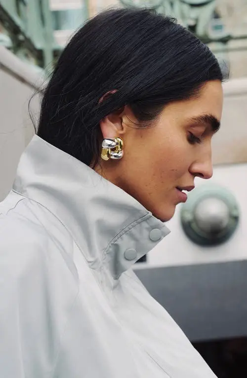 Jenny Bird Medium Woven Square Earrings - Two-tone