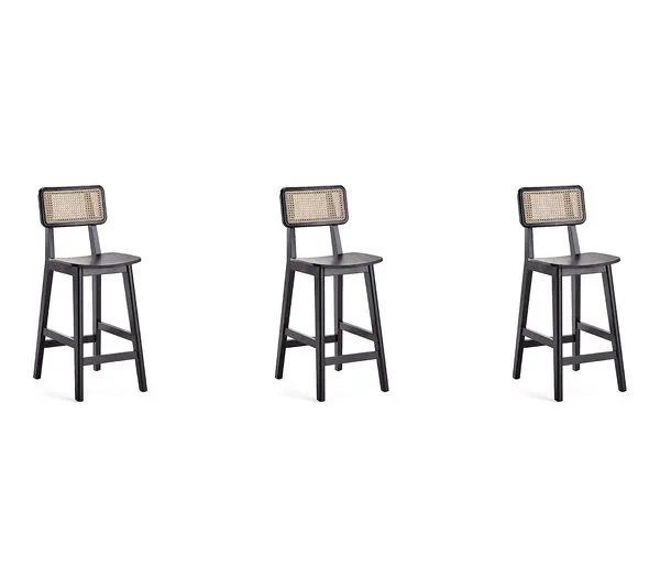 MANHATTAN COMFORT Versailles Wood Counter Stool Set Of 3 - One-color