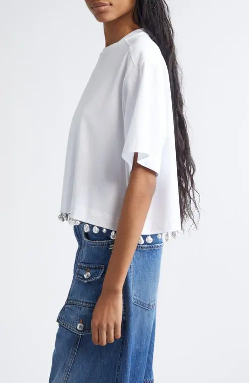 Sportmax Palmas Faux Pearl Trim T-shirt - Optical White